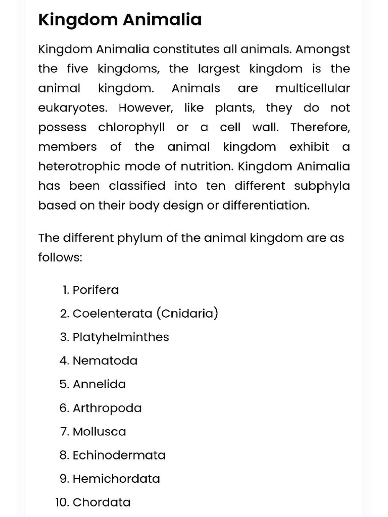 Kingdom Animalia | PDF