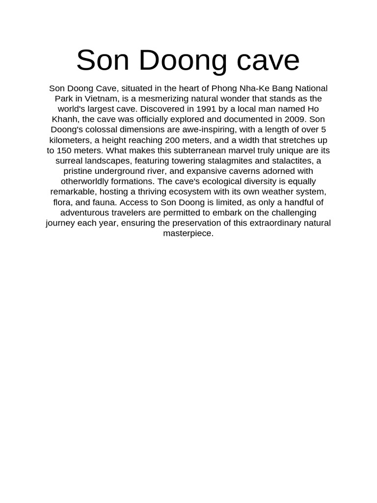 Explore Son Doong Cave: World's Largest Cave | PDF
