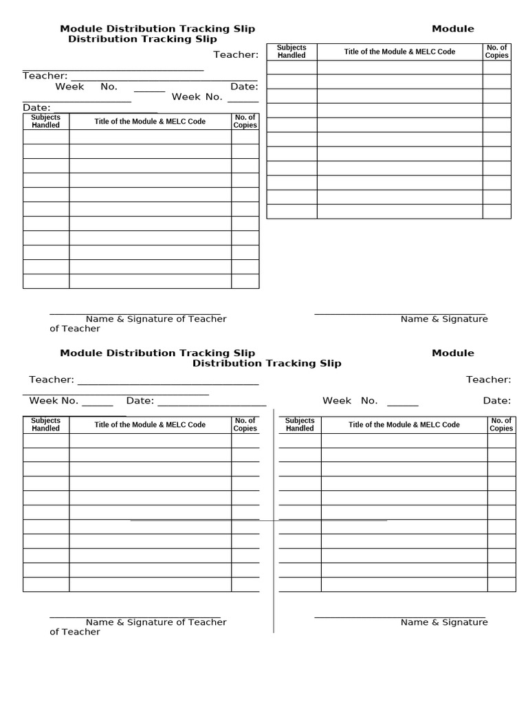 Module Distribution Tracking Slip | PDF