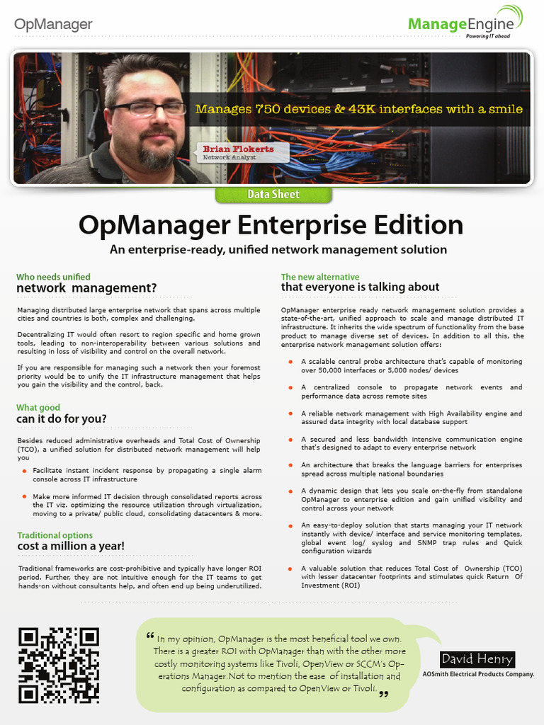 Opmanager Enterprise Datasheet | PDF | Computer Network | System Software