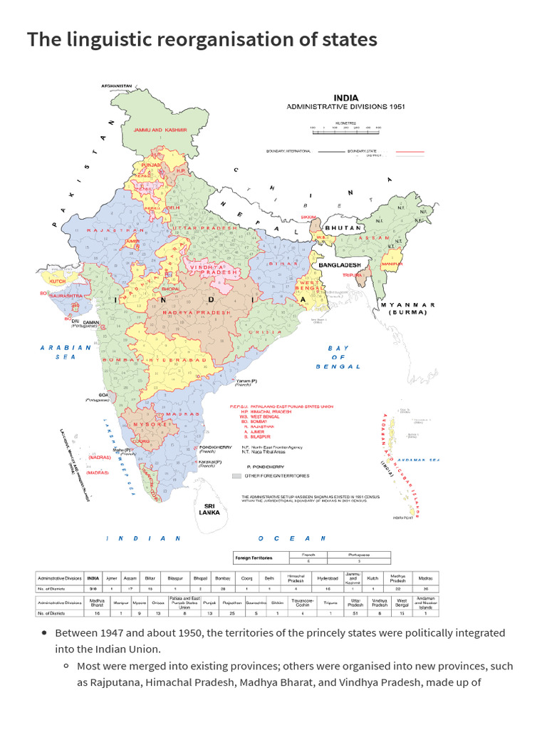 Linguistic Reorganisation of Indian States | PDF | Government Of India ...