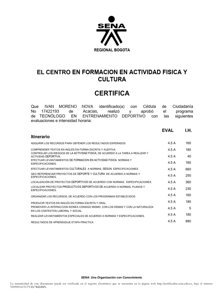 Sena Notas Tecnologia Deportiva Ivan | PDF