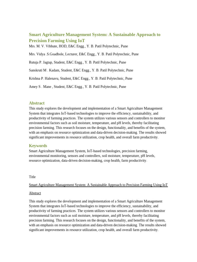 SMART_AGRICULTURE_RESEARCH_PAPER[1] | PDF | Internet Of Things ...
