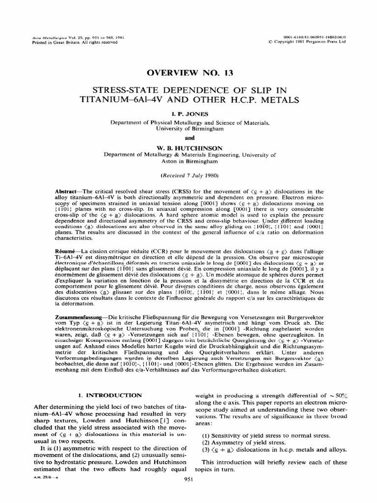 1 s2.0 0001616081900493 Main | PDF | Dislocation | Yield (Engineering)