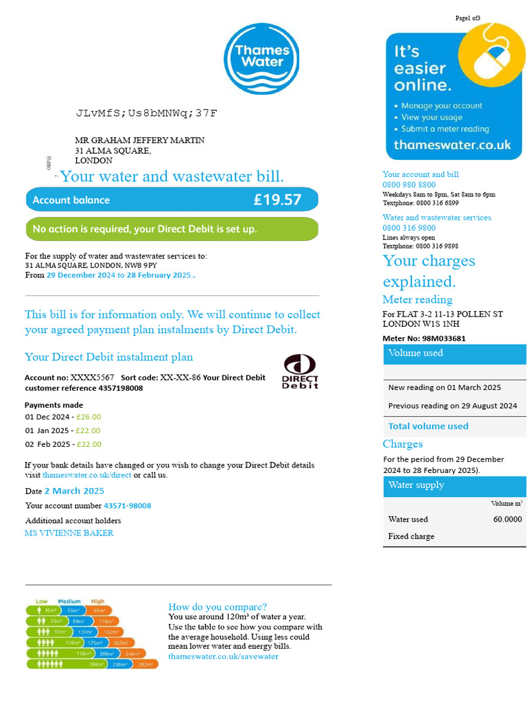 Thames Water Bill | PDF | Personal Finance | Environmental Engineering