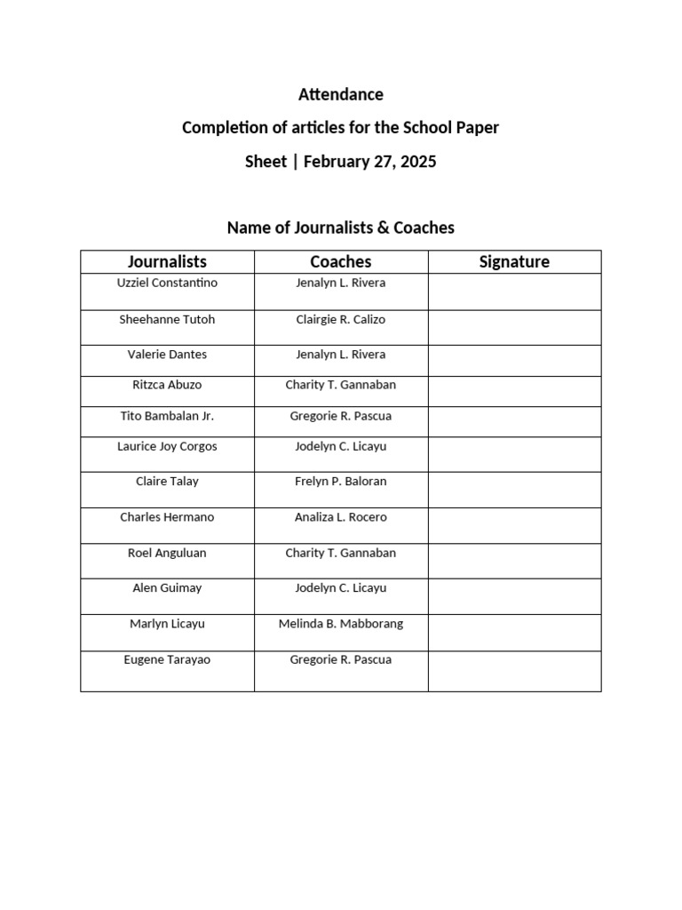 Attendance | PDF