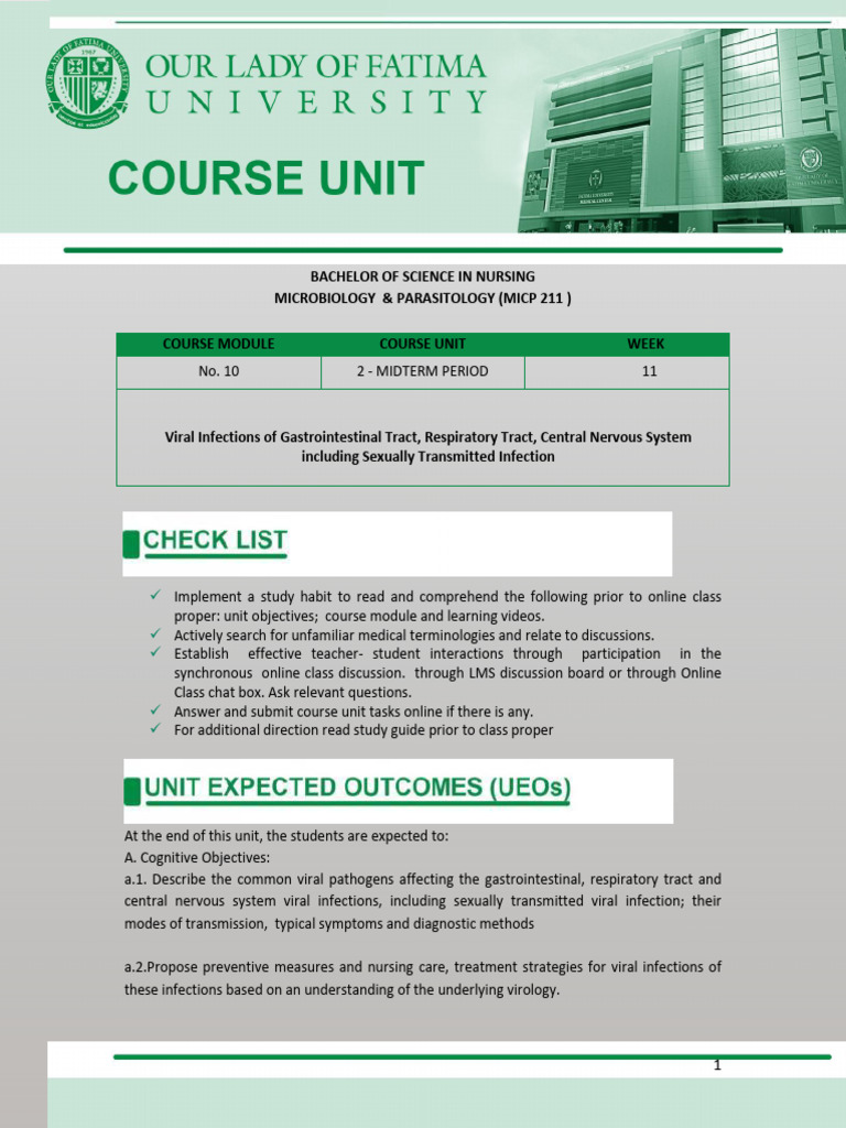 Micp Lec (Week_10) Updated FOR CANVAS Jan 2024 Viral Infections_2.(1) | PDF | Influenza | Virus