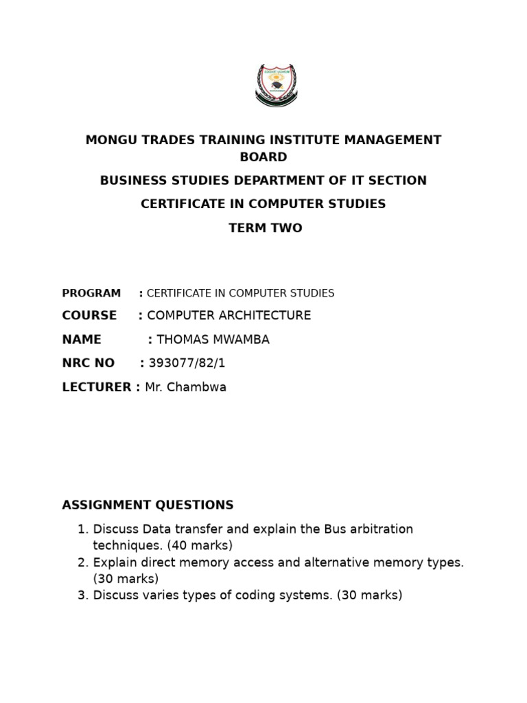 Thomas Mwamba II Architecture | PDF | Computer Data Storage | Random ...