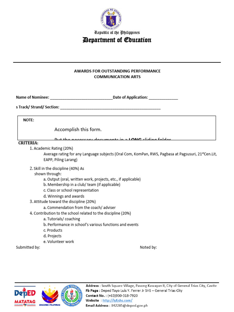 Awards For Outstanding Performance Communication Arts | PDF