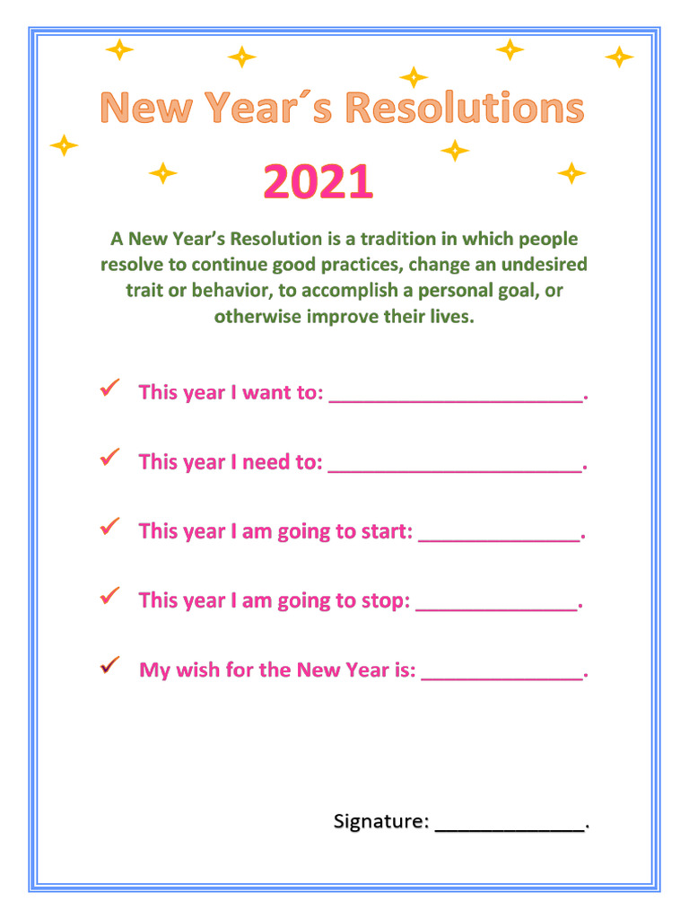 New Year S Resolutions 2021 | PDF