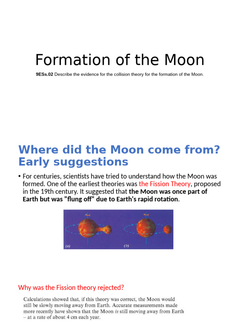 Moon Formation Grade 8 | PDF | Giant Impact Hypothesis | Moon