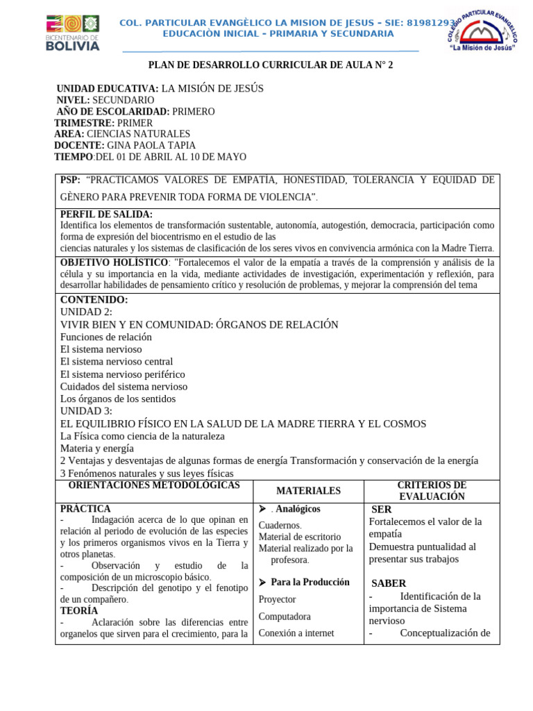 pdc 2 biologia | PDF | Biodiversidad | Educación de la primera infancia