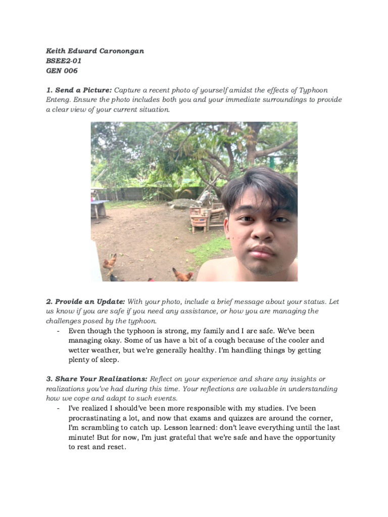 Typhoon Enteng: Personal Reflections and Updates | PDF