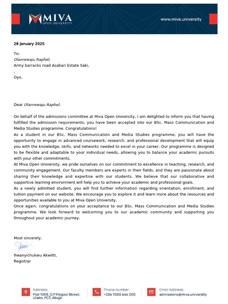 Programme Application Successful Attachment | PDF