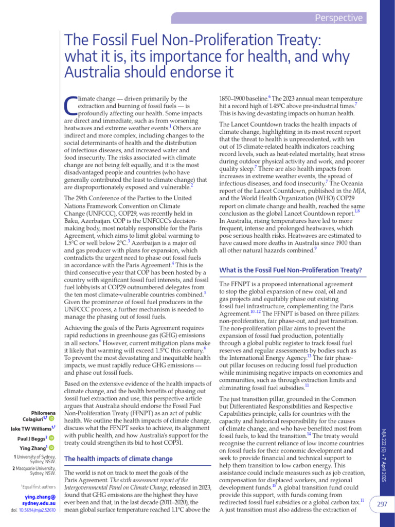 The Fossil Fuel Non-Proliferation Treaty: what it is, its importance for health, and why ...