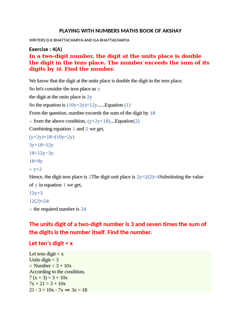 Two-Digit Number Math Problems | PDF