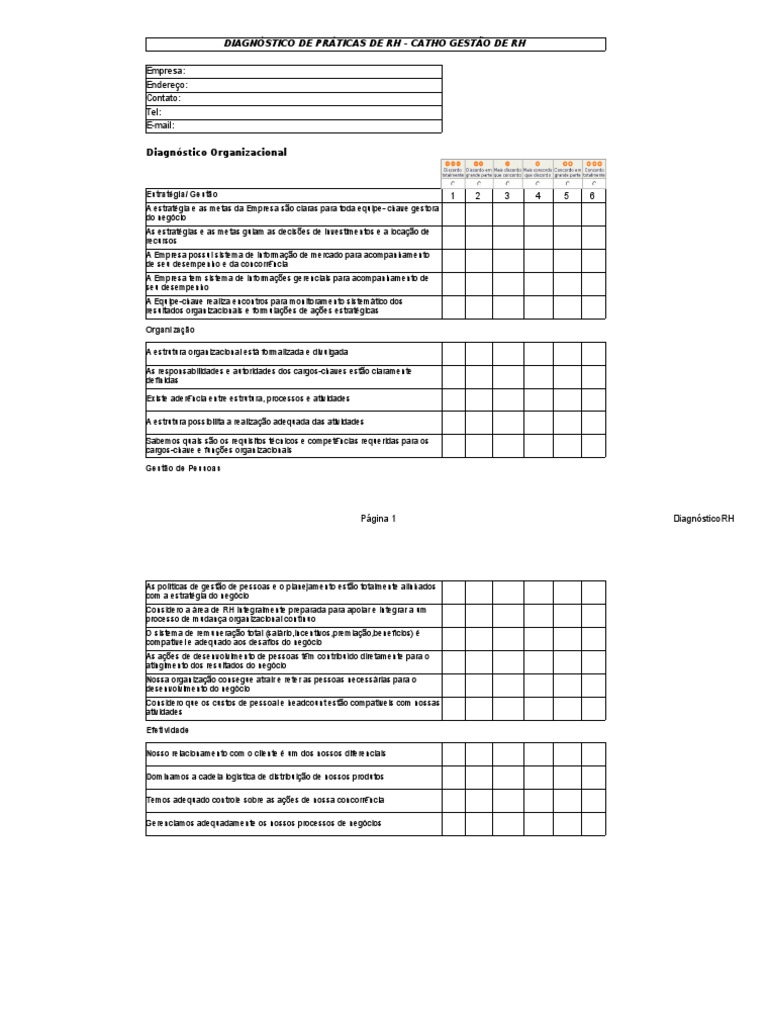 Questionário Diagnóstico Gestão de RH | Gestão de Recursos Humanos ...