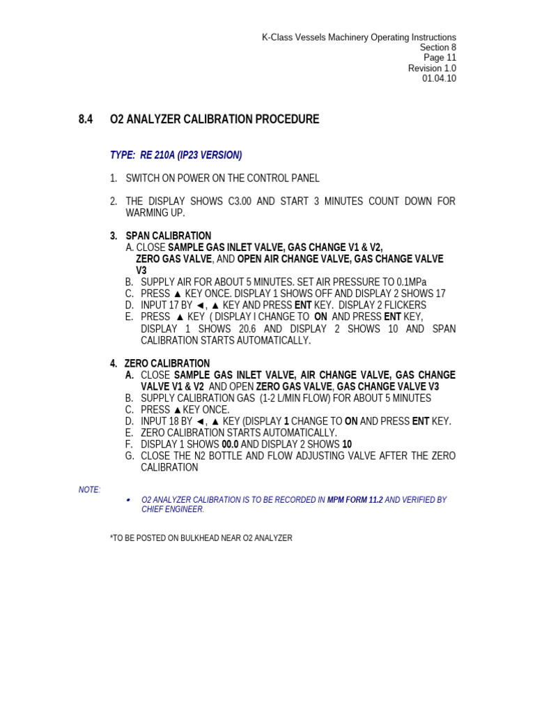 8.4 O2 Analyzer Calibration | PDF