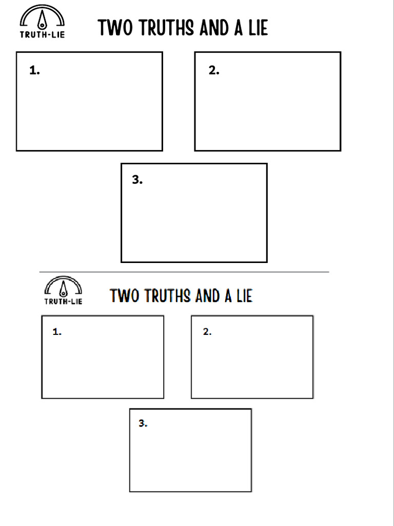Back To School Worksheet For Kids - Icebreaker Activity Two Truths and ...