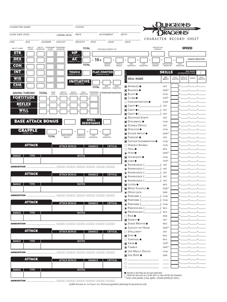 Aerith DND Charactersheet 3.5e | PDF | Role Playing Games