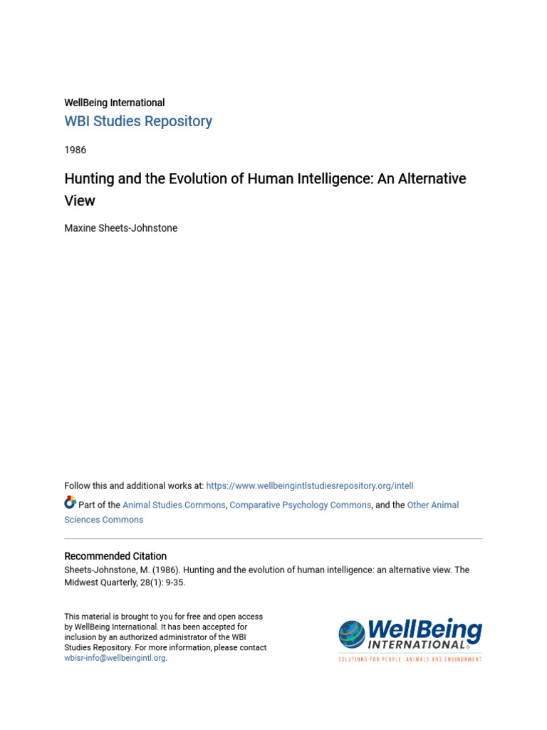 Hunting and the Evolution of Human Intelligence_ An Alternative V | PDF ...