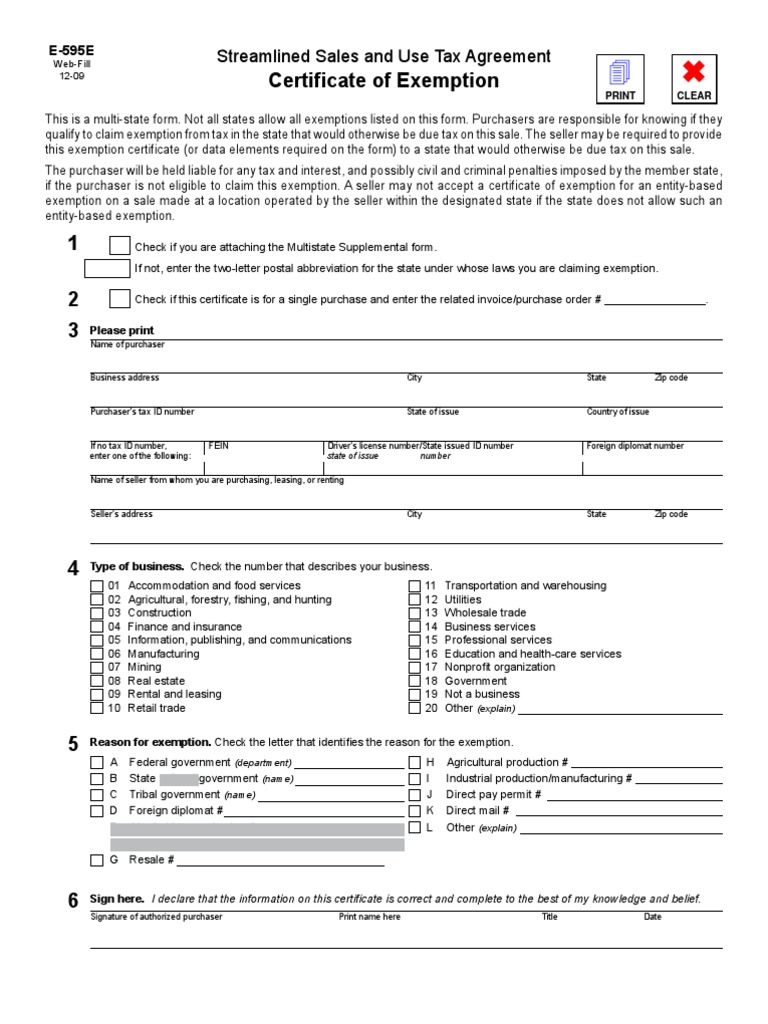 E595E Tax Exempt Form | PDF | Use Tax | Tax Exemption
