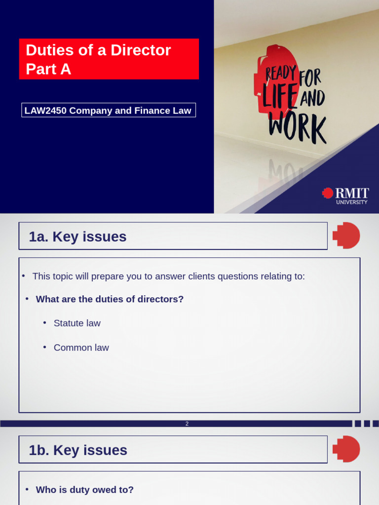 Week 5 - Self-Study Lecture Slides Duties of a Director Part I | PDF | Fiduciary | Judgment (Law)
