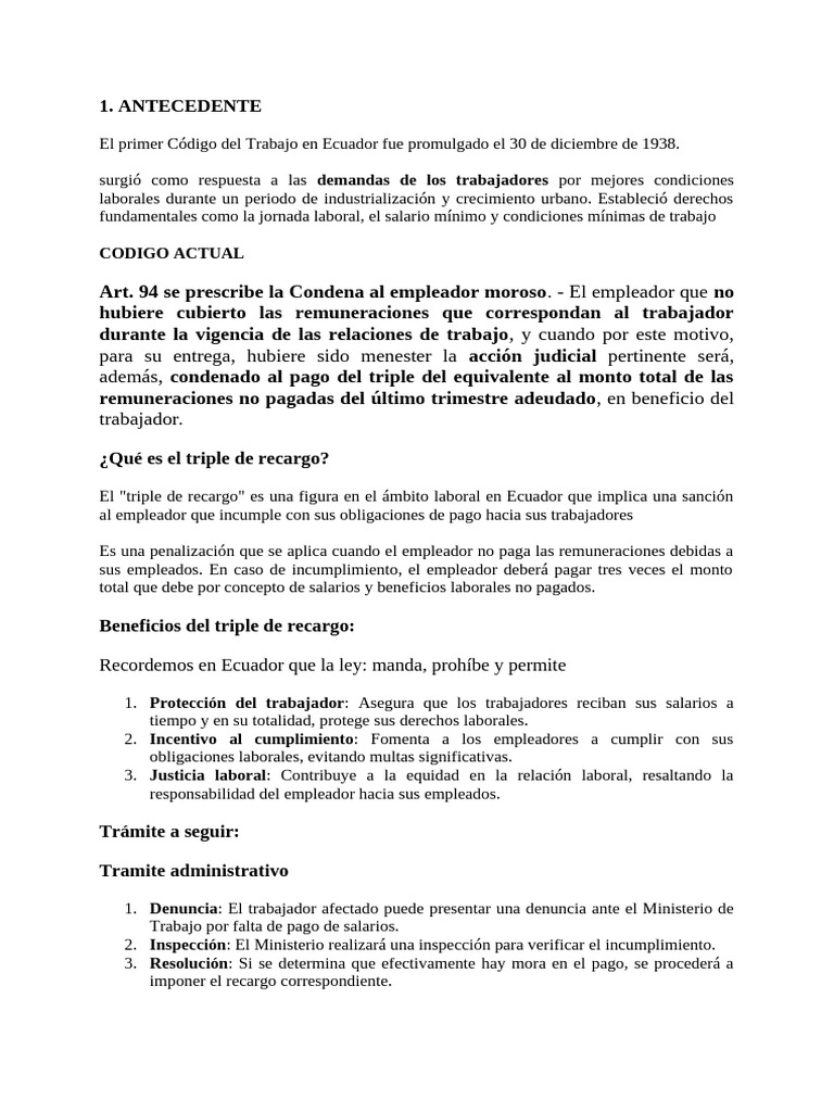 TRIPLE DE RECARGO | PDF | Derecho laboral | Salario