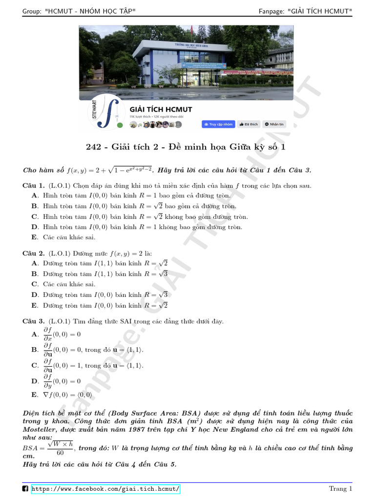 242 - GT2 - GK - Đề minh họa 1 | PDF