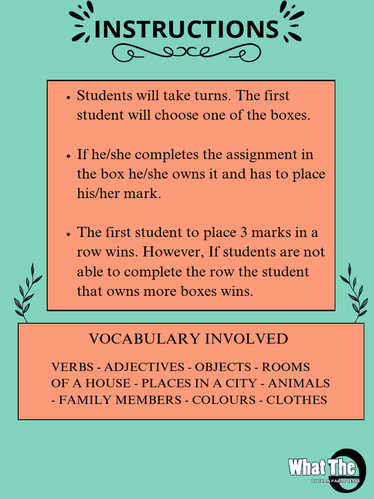 Tic-Tac-Toe Vocabulary Game Guide | PDF