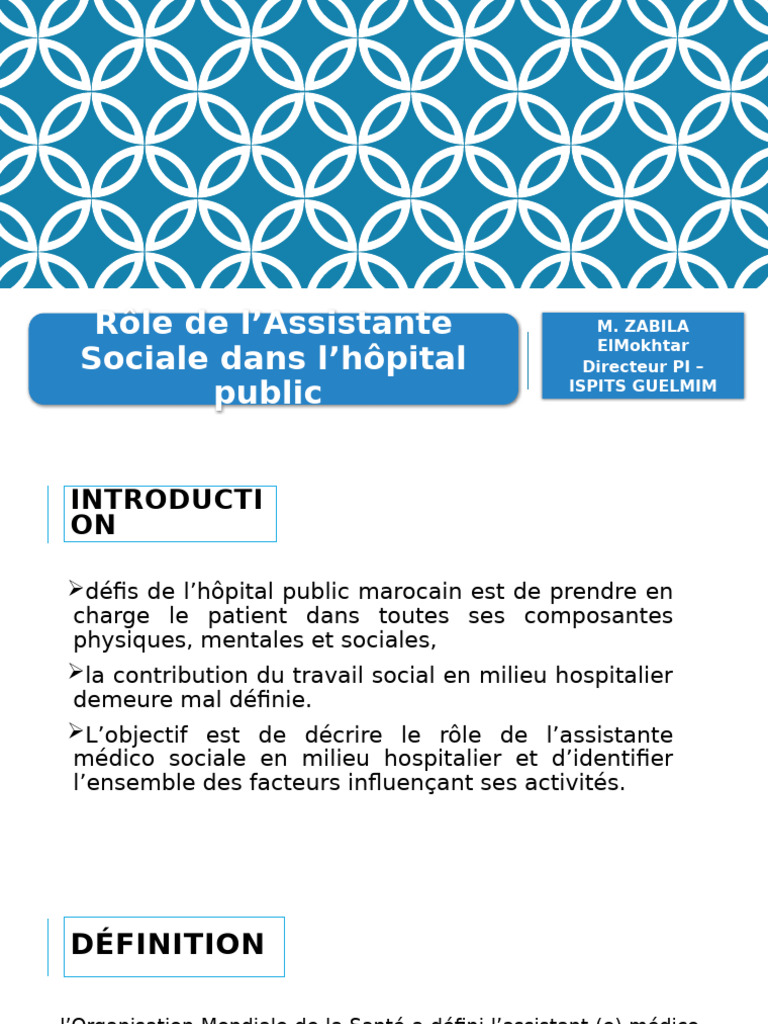 Rôle de l'Assistante Sociale à l'Hôpital | PDF | Travail social | Hôpital