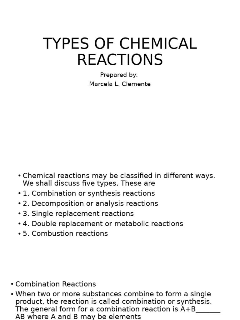 Types of Chemical Reactions Explained | PDF