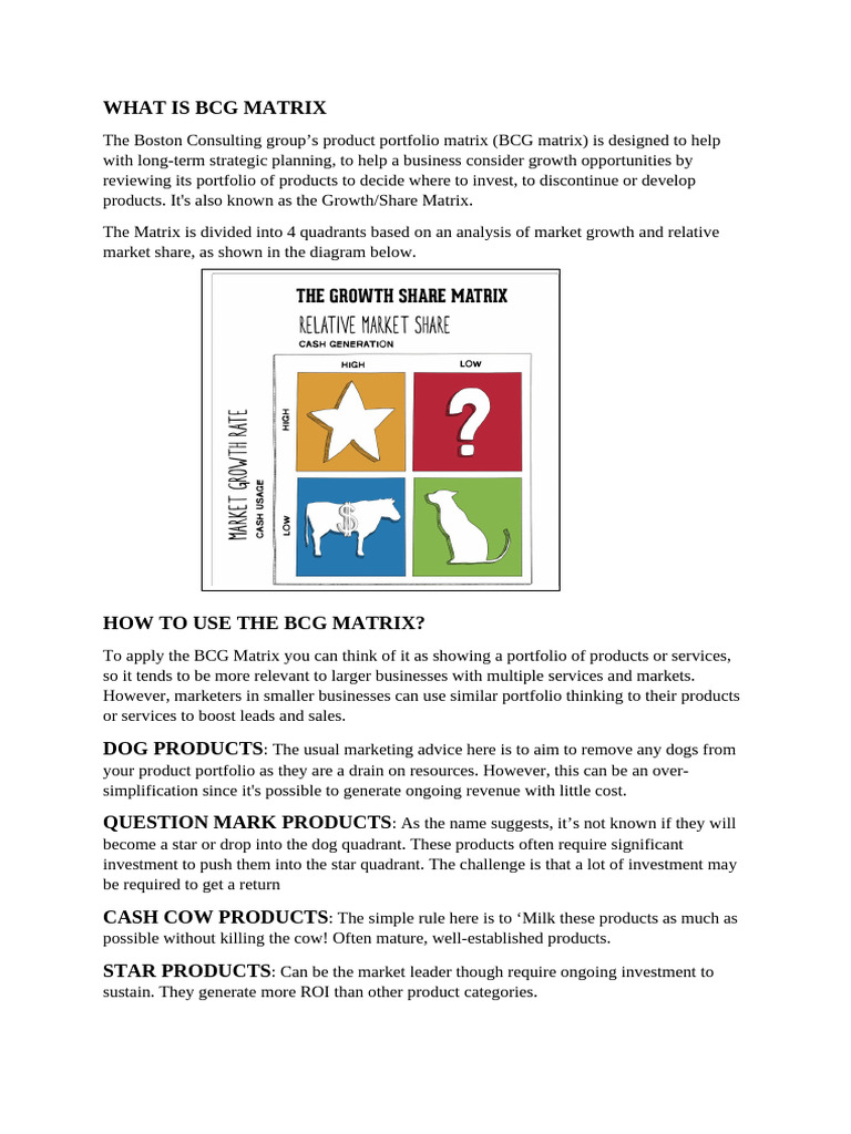 What Is BCG Matrix | PDF | Business Economics | Economies