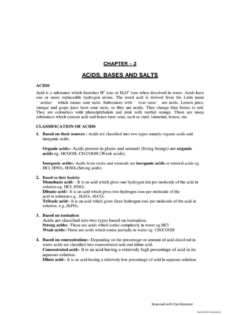 Acids, Bases and Salts-Material | PDF