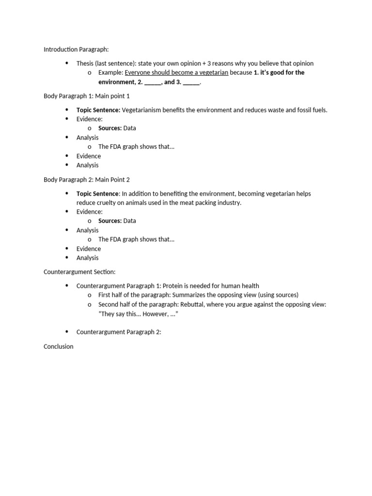 Sample Argument Essay Outline | PDF