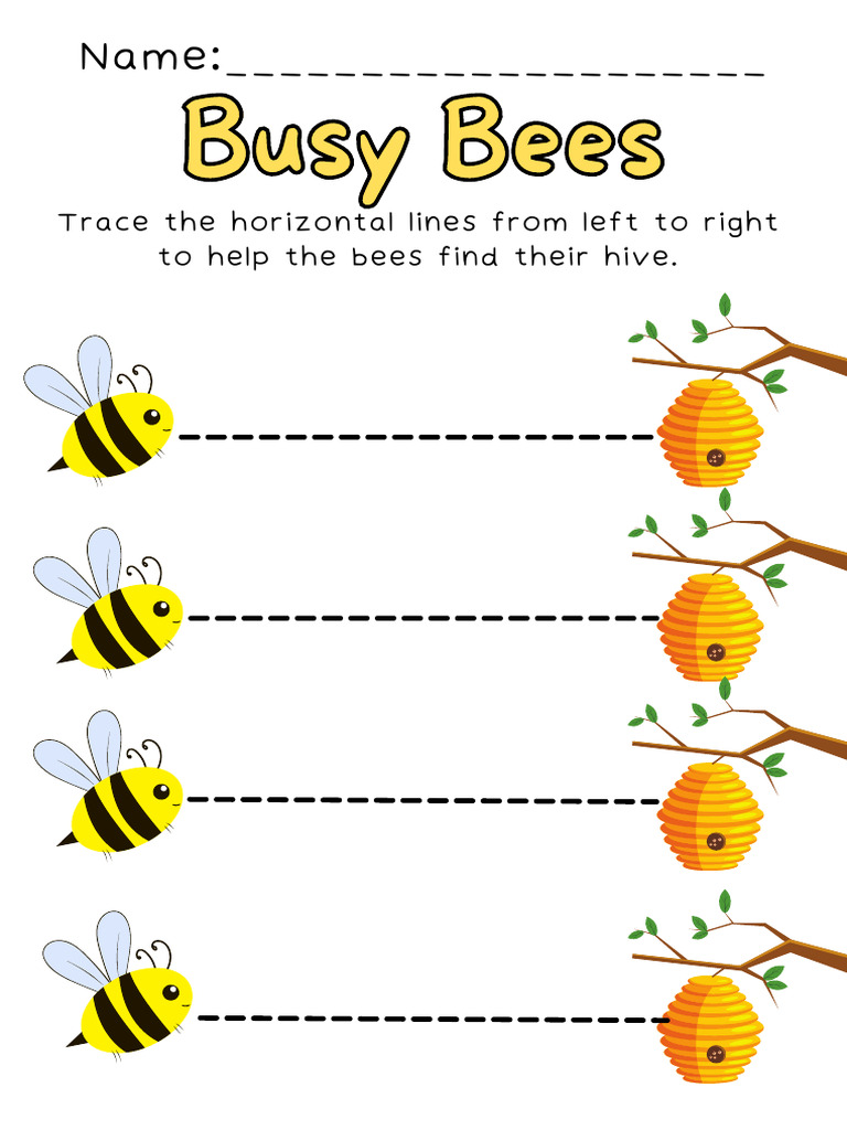Age 2 To 5 Horizontal Lines Tracing For Preschool Worksheet | PDF