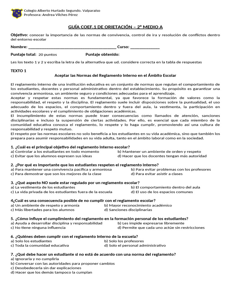 Guia c1 - Nota 1 - Orientacion | PDF | Ira | Disciplinas