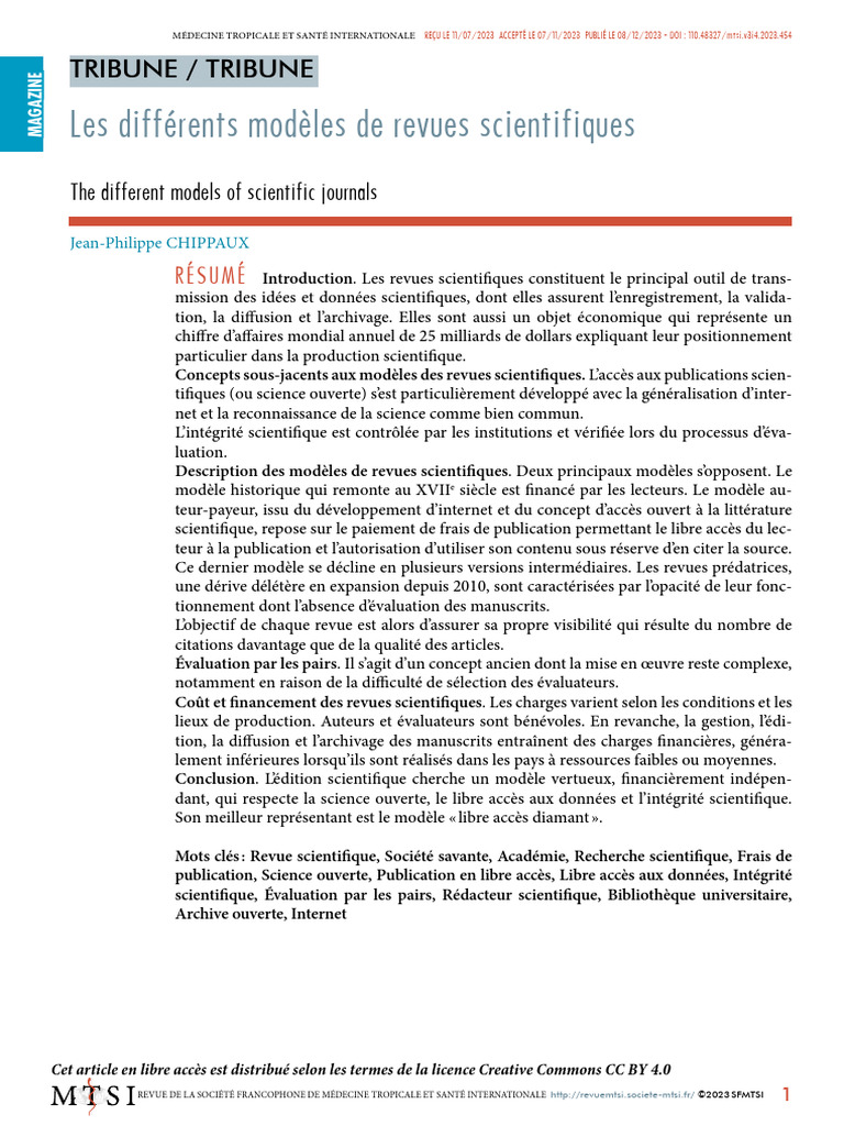 The Different Models of Scientific Journals | PDF | Libre accès | PLOS