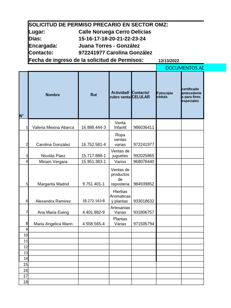 Solicitud de Permiso Precario OMZ 2022 | PDF
