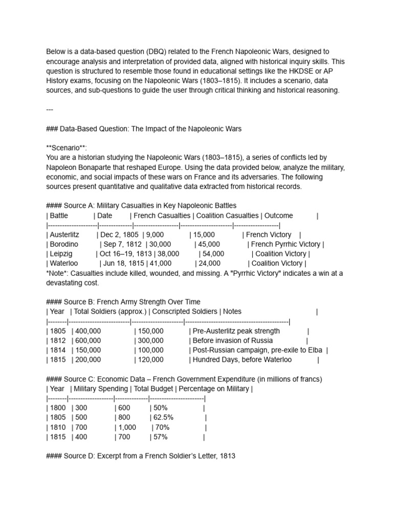 Napoleon hits dbq ex | PDF | First French Empire | Napoleonic Wars