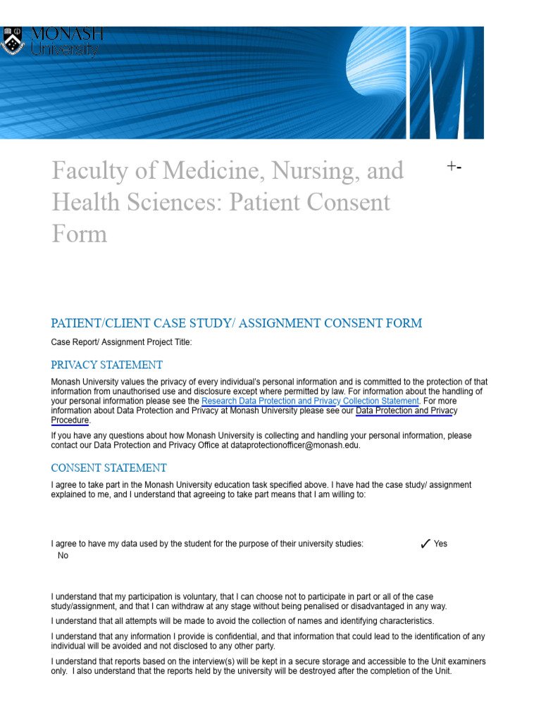 Patient Consent Form for Case Studies | PDF