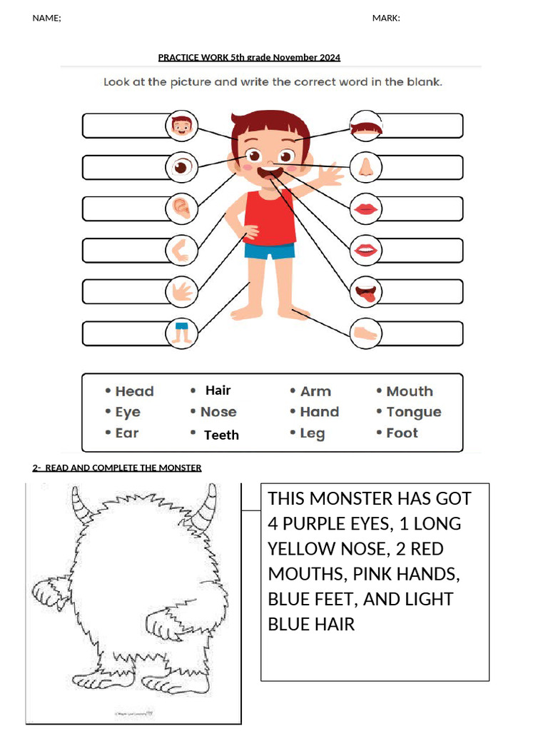 BODY PARTS TEST | PDF