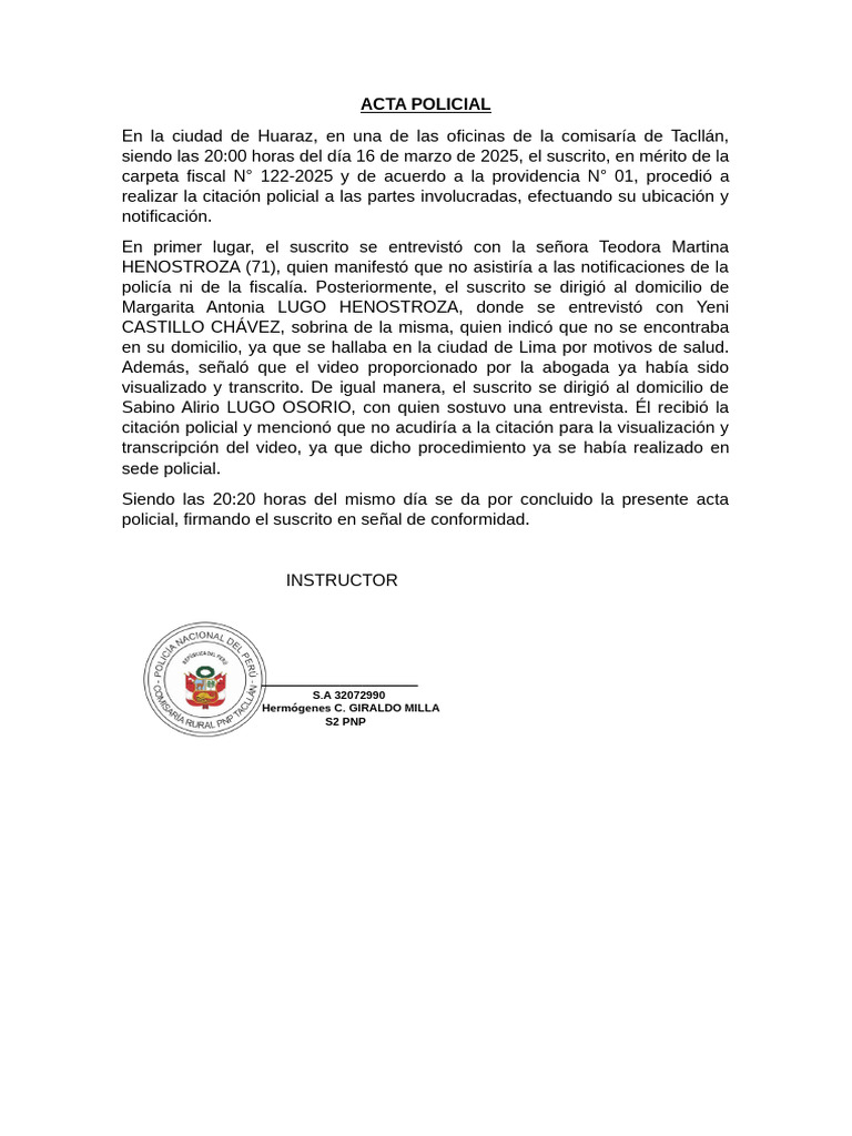 Acta Policial | PDF