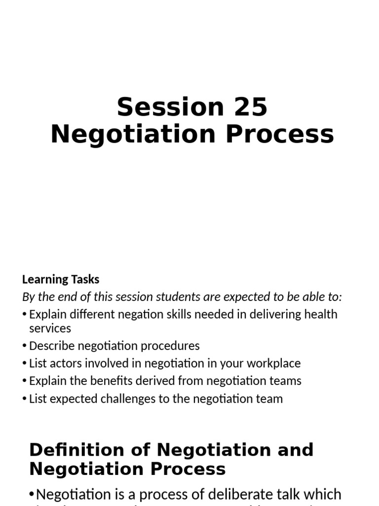 Negotiation Skills in Health Services | PDF | Negotiation ...