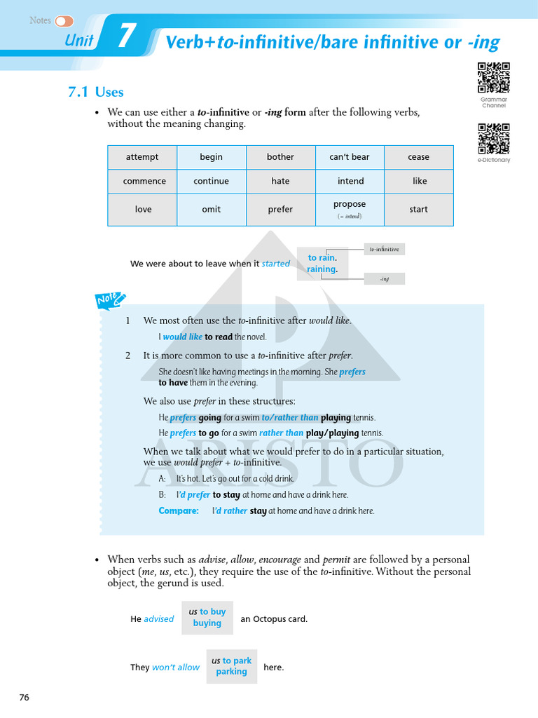 U07 - Verb+to Infinitive Bare Infinitive or Ing | PDF | Vegetarianism ...