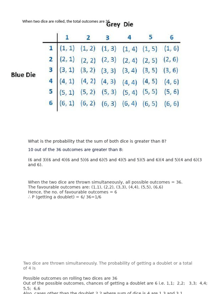 Dice and Card Probability Analysis | PDF