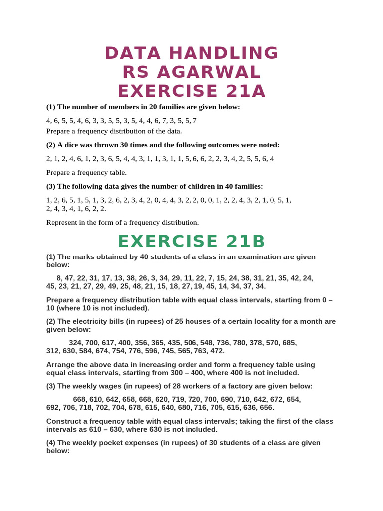 Data Handling Class 8 RS Agarwal | PDF