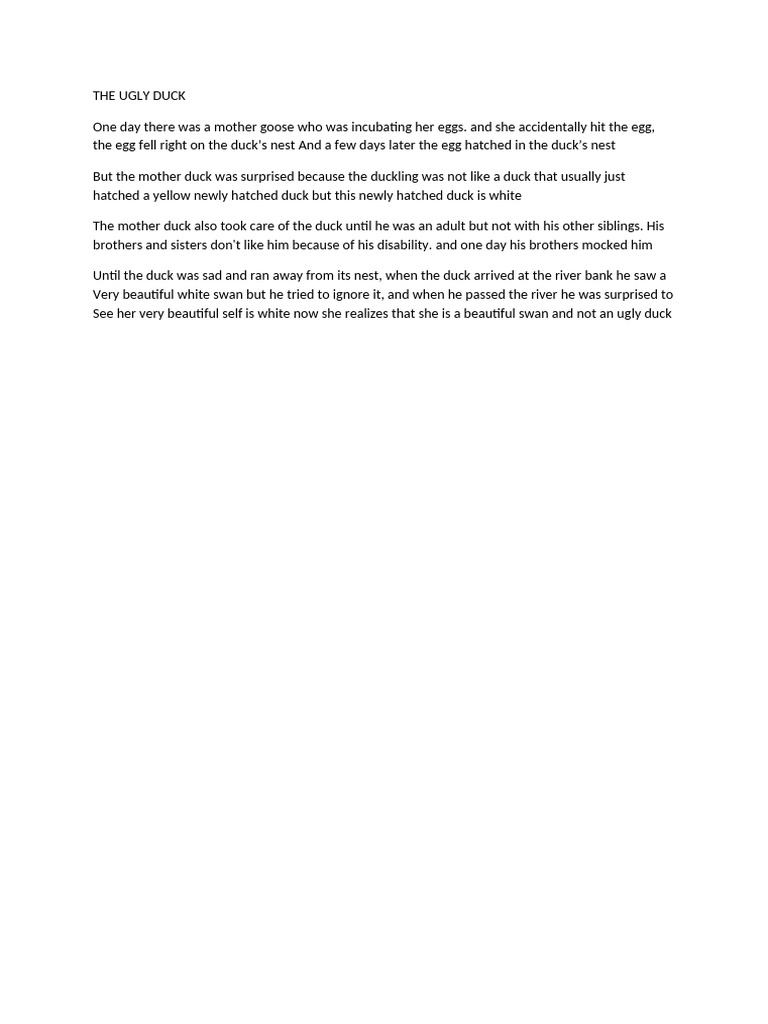 The Transformation of the Ugly Duckling | PDF