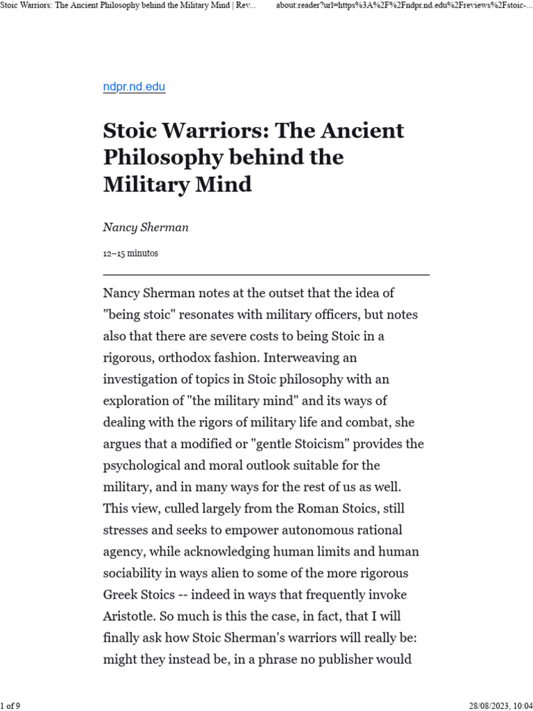 Stoic Warriors: Military Mindset Explored | PDF | Stoicism | Anger