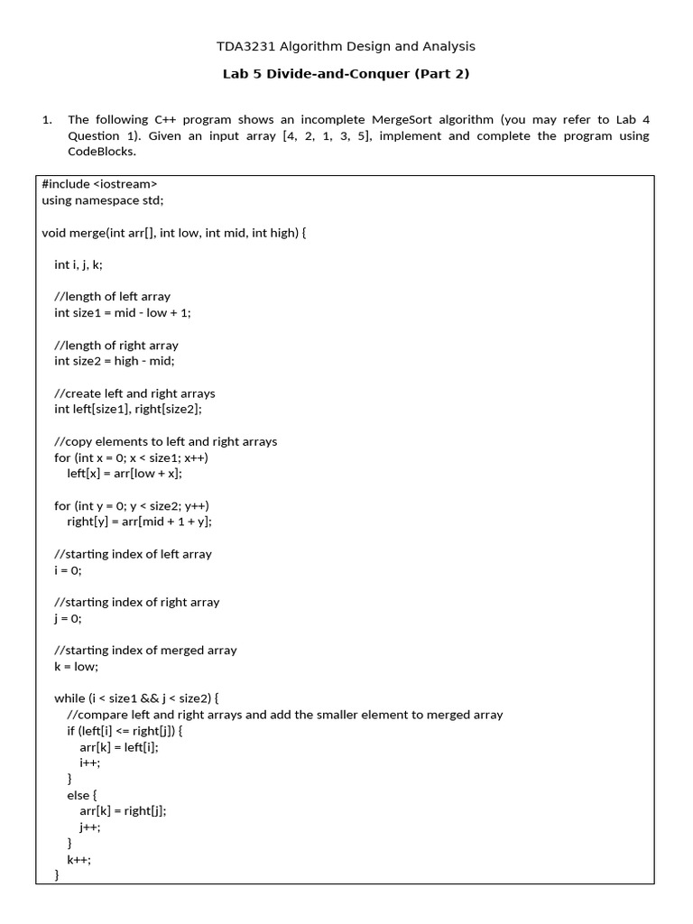 Lab05 Divide-And-Conquer (Part 2) | PDF | Computer Science | Software Engineering